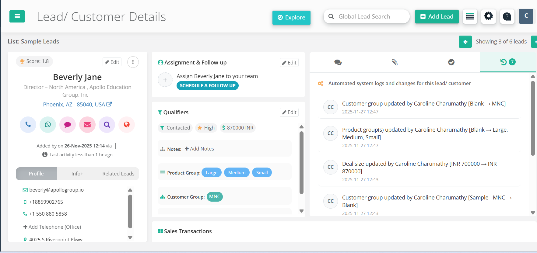 Lead Details Interface Guide | HelloLeads CRM